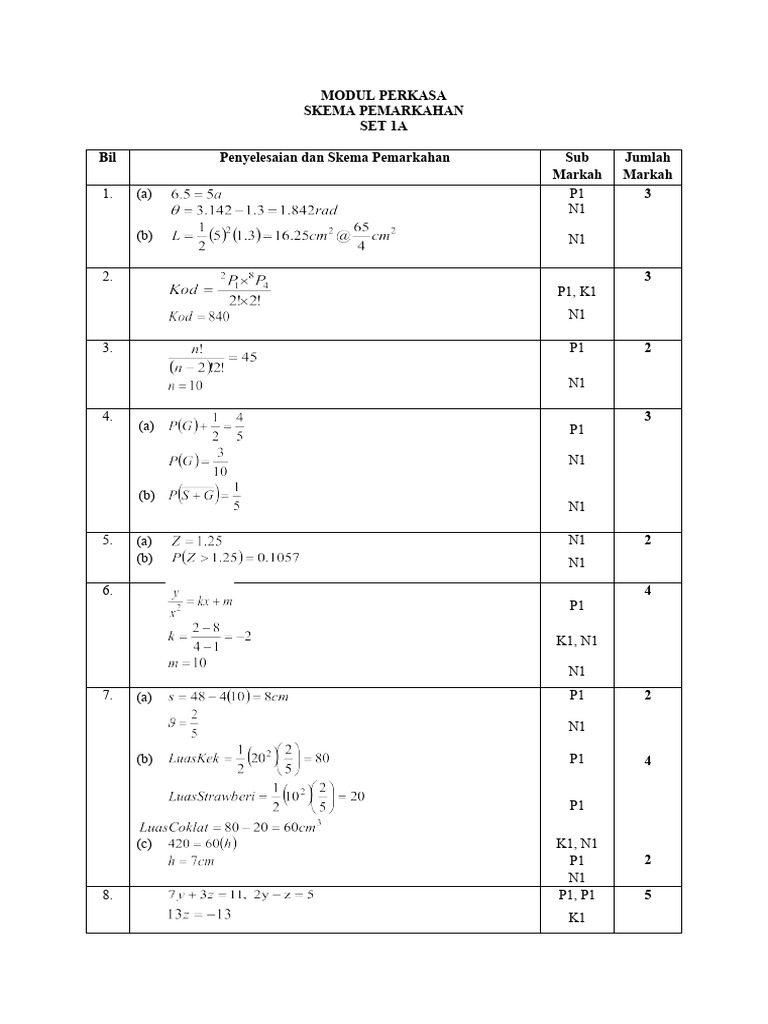 2021 Modul Perkasa Set 1a Skema Pdf
