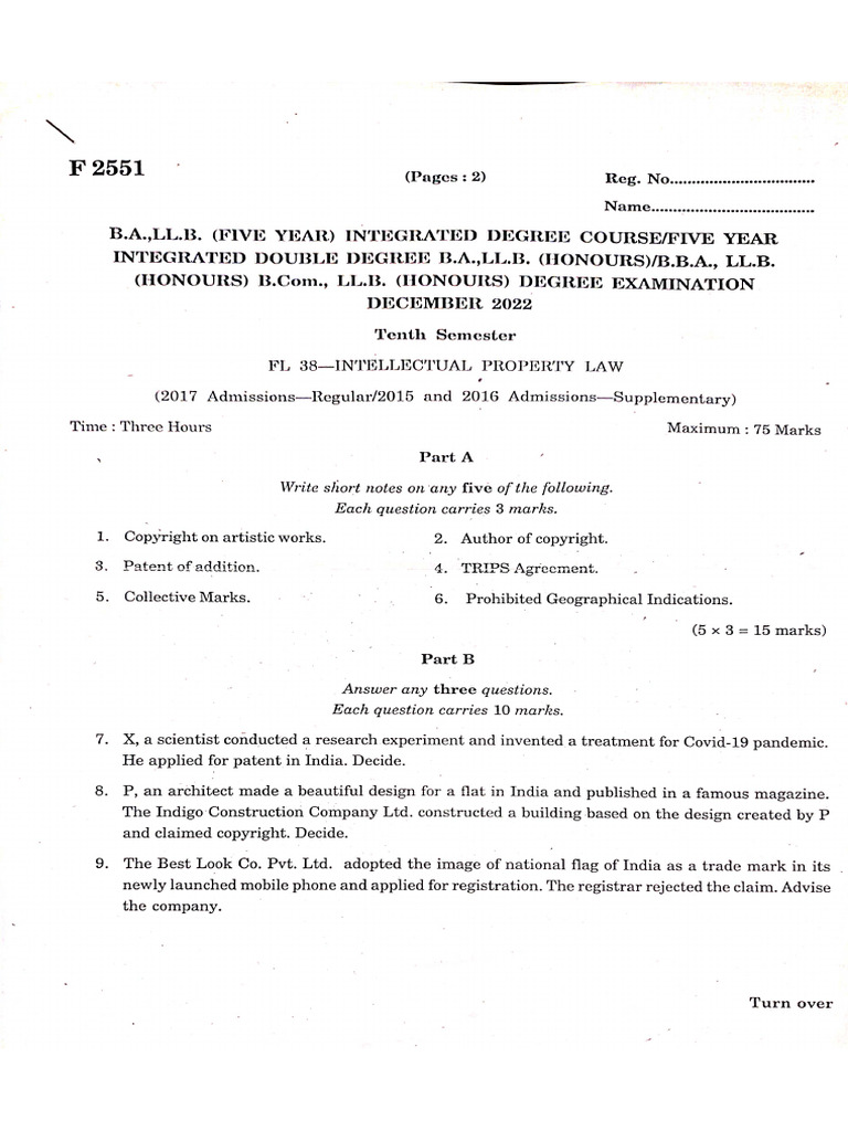 Previous Year Question Papers | PDF