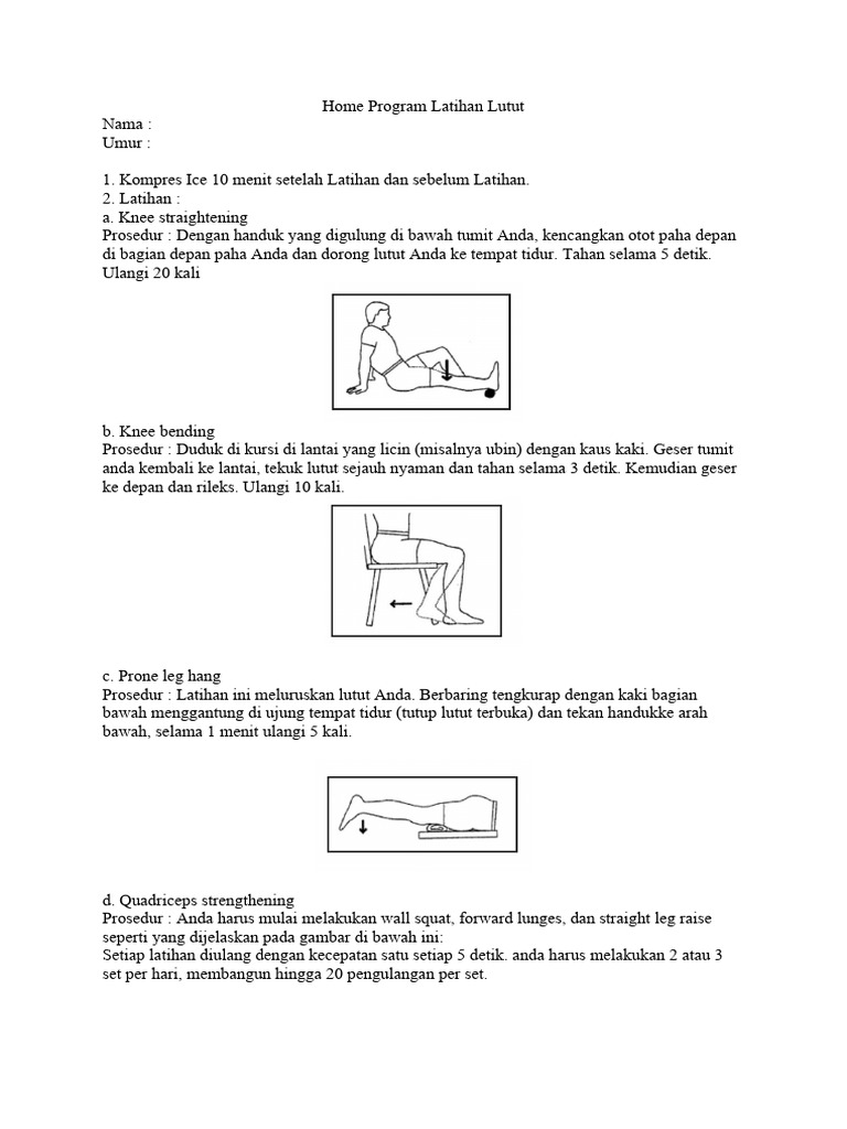 Home Program Latihan Lutut Acl Non Operatif | PDF