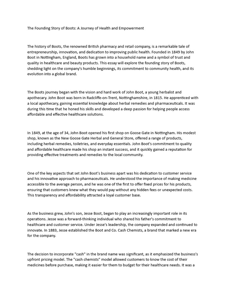 The Founding Story of Boots | PDF | Health Care | Social Programs