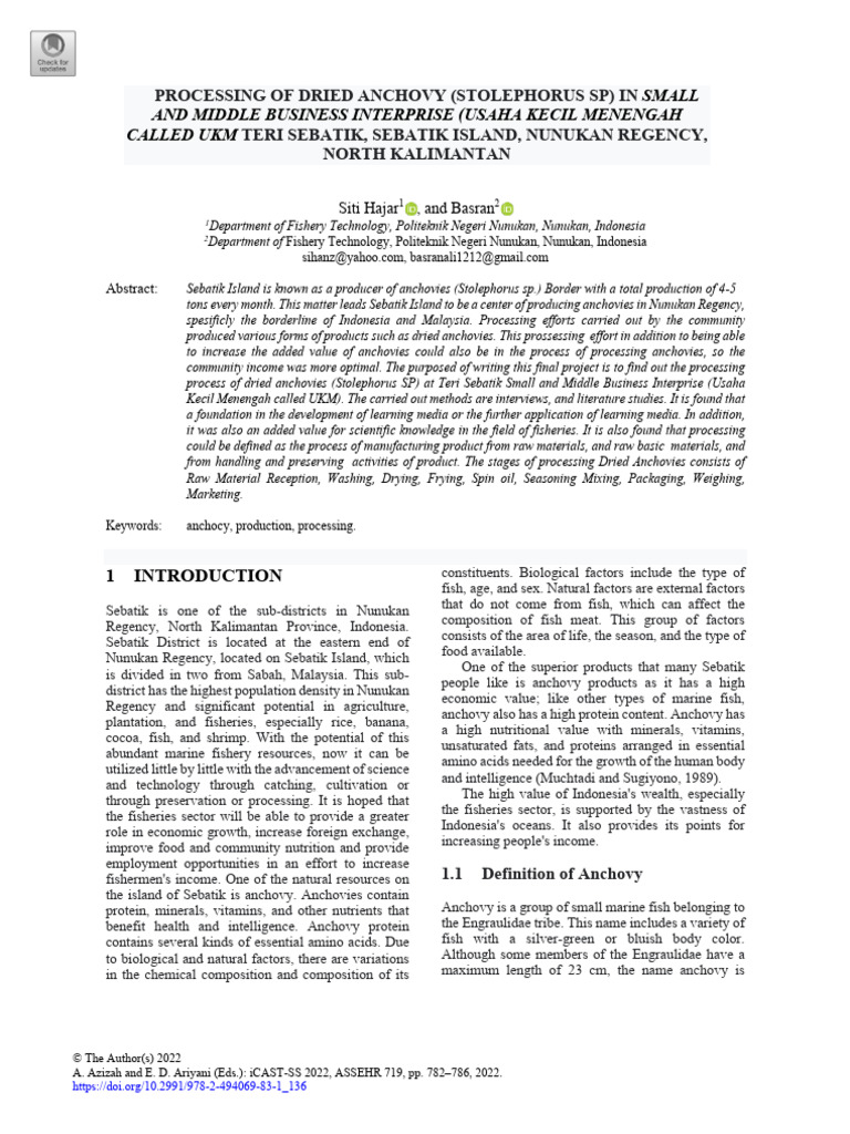 Processing of Dried Anchovy (Stolephorus SP) in Teri Sebatik, Sebatik ...