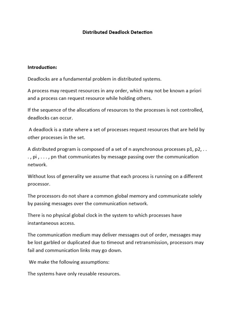 Distributed Deadlock Detection Pdf Peer To Peer Client Computing 9228