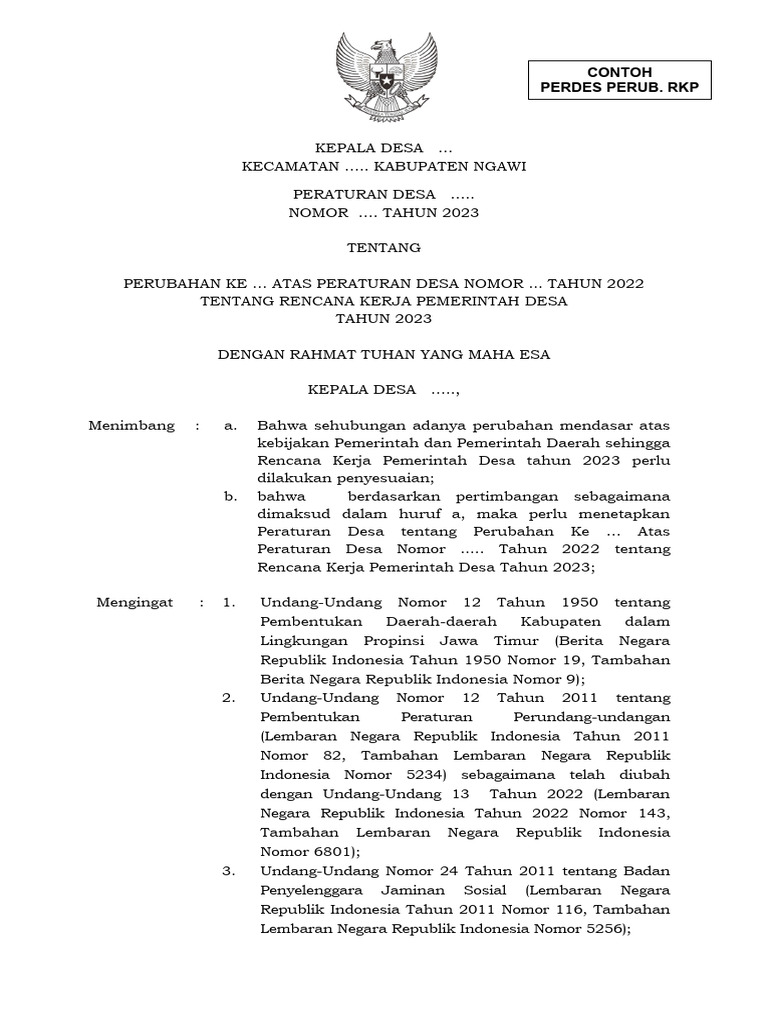 2.a CONTOH PERDES RKP Desa Perubahan | PDF