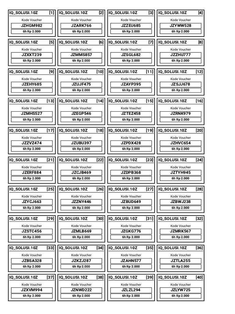 Voucher IQ - SOLUSI.10Z RP - 2000 - 6jam VC 289 10.28 | PDF
