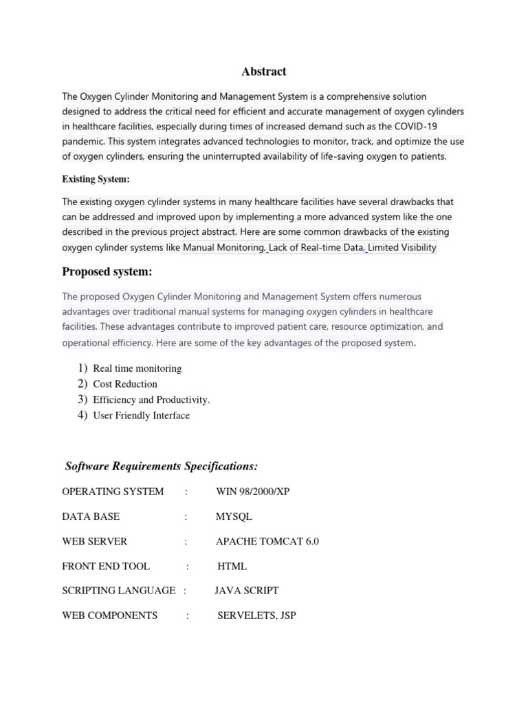 Oxygen Cylinder Management System | PDF