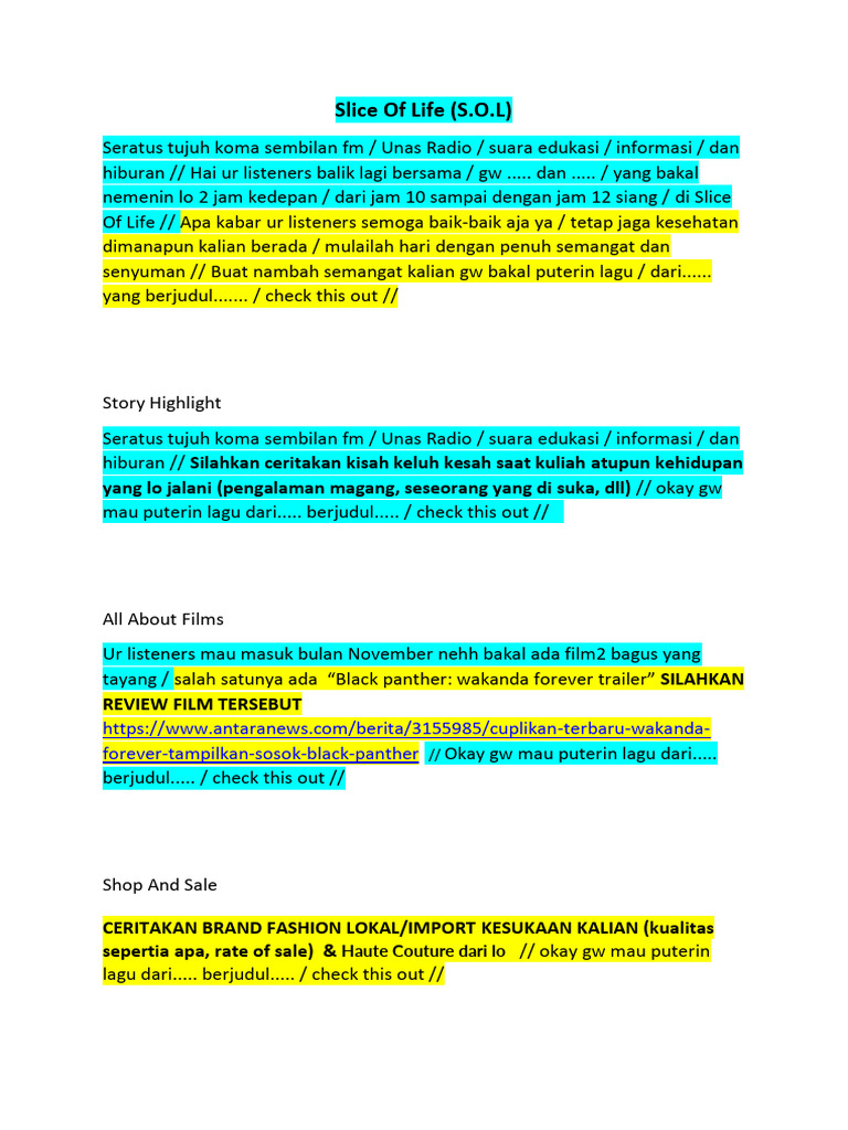 Contoh Skript Radio | PDF