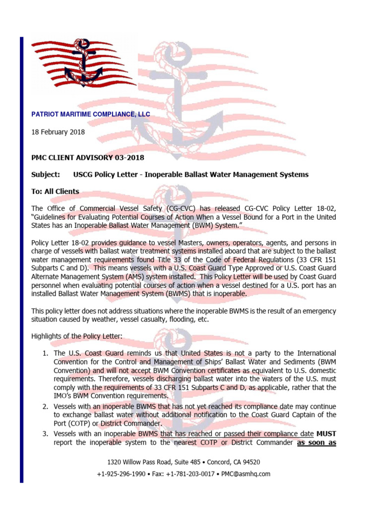 03 2018 Inoperable BWTS PDF | PDF | Water Transport