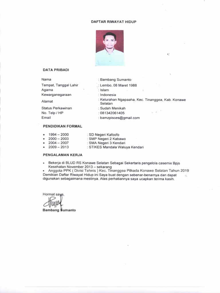 CV Bambang S, S.Kep | PDF
