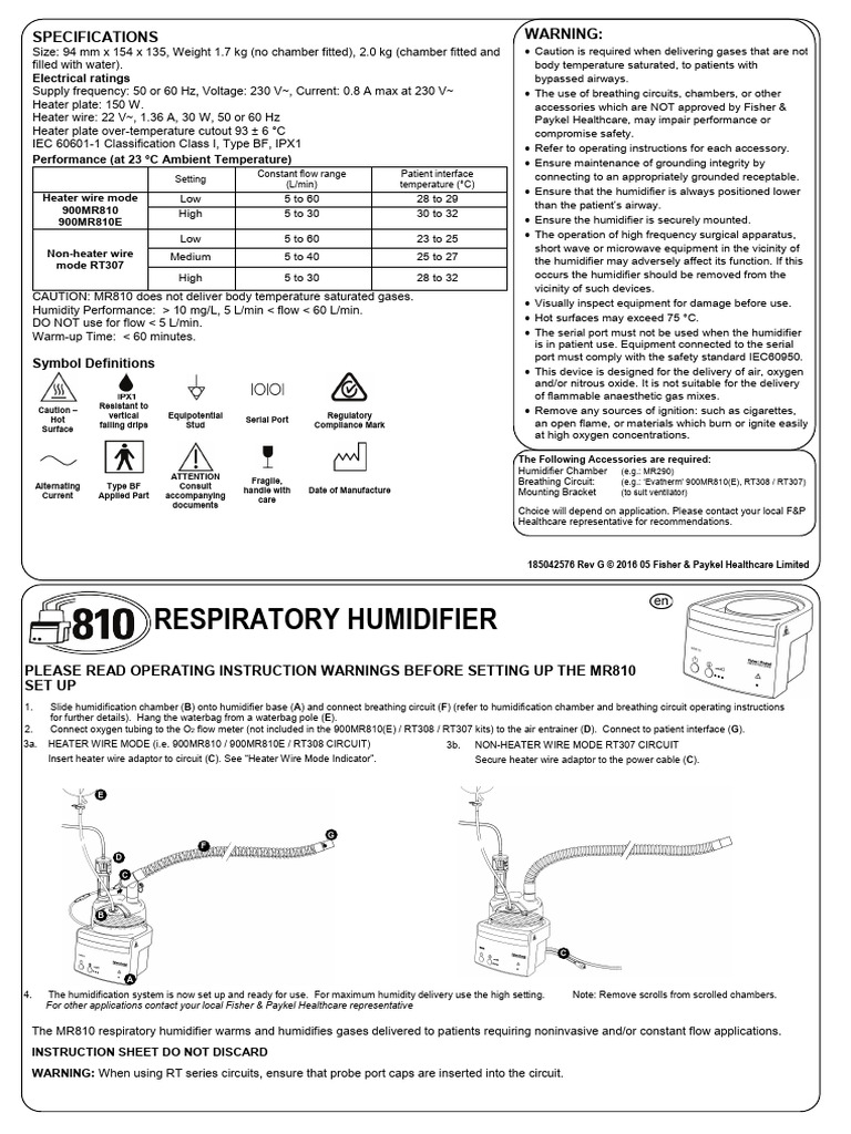 Fisher and Paykel MR 810 Humidifier | PDF | Electrical Engineering ...