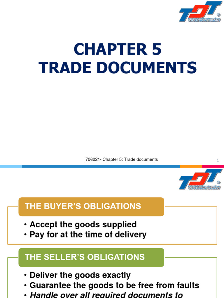 Chapter 6 Trade Documents | Download Free PDF | Bill Of Lading | Trade