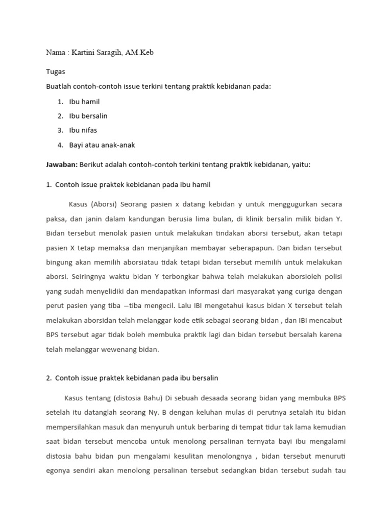Contoh Tugas Contoh Issue Kebidanan | PDF