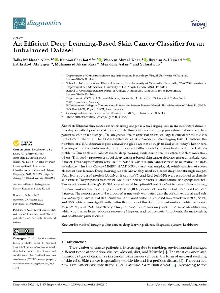 An Efficient Deep Learning-Based Skin Cancer Classifier For An Imbalanced Dataset | PDF ...
