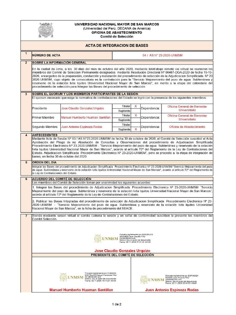 Acta #04 INTEGRACION DE BASES | PDF