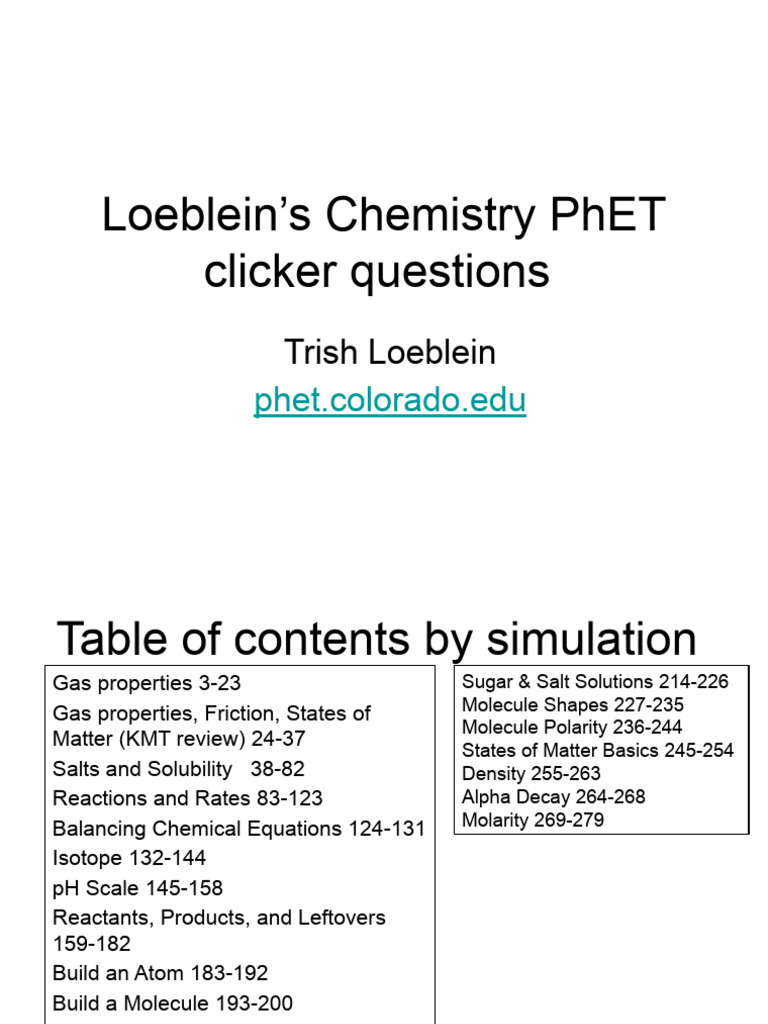 Loeblein Chemistry Clicker Questions2013 | PDF | Gases | Proton