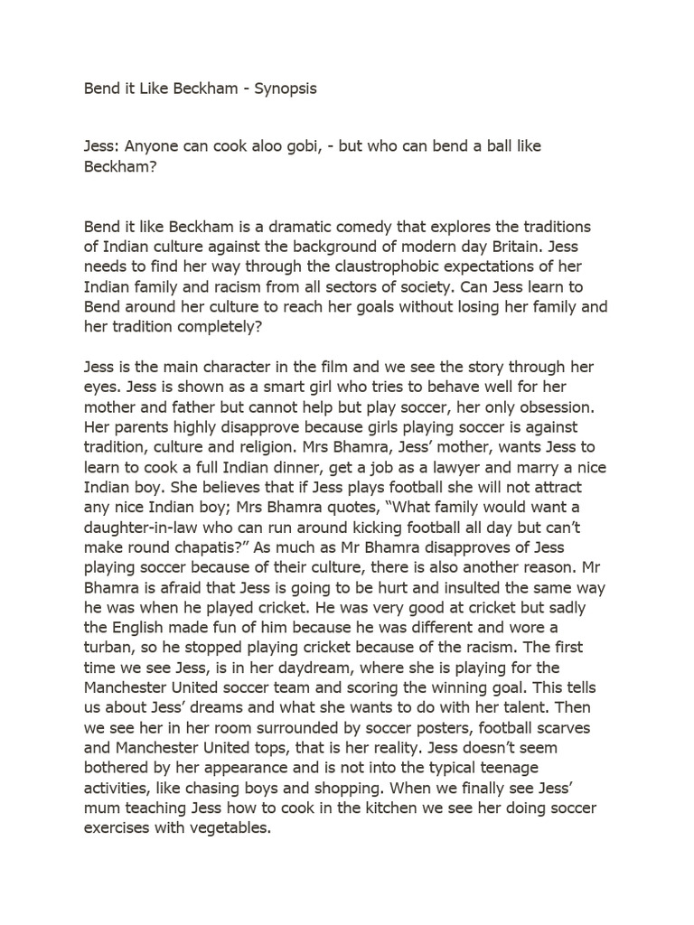 Bend It Like Beckham - Synopsis | PDF