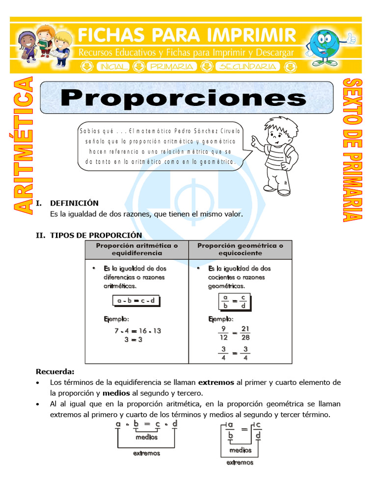 Proporciones 6to de Primaria | PDF | Matemáticas | Análisis matemático
