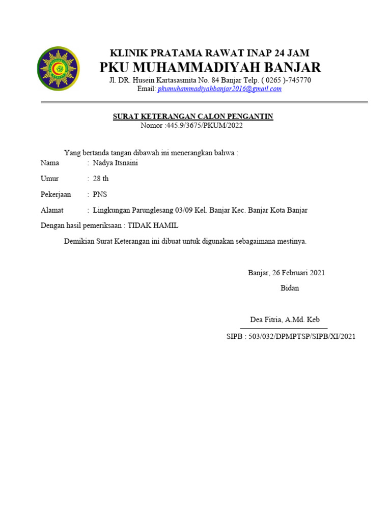 Surat Keterangan Catin | PDF