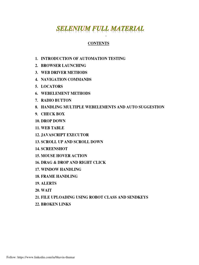 Selenium Full Material | PDF | Selenium (Software) | X Path