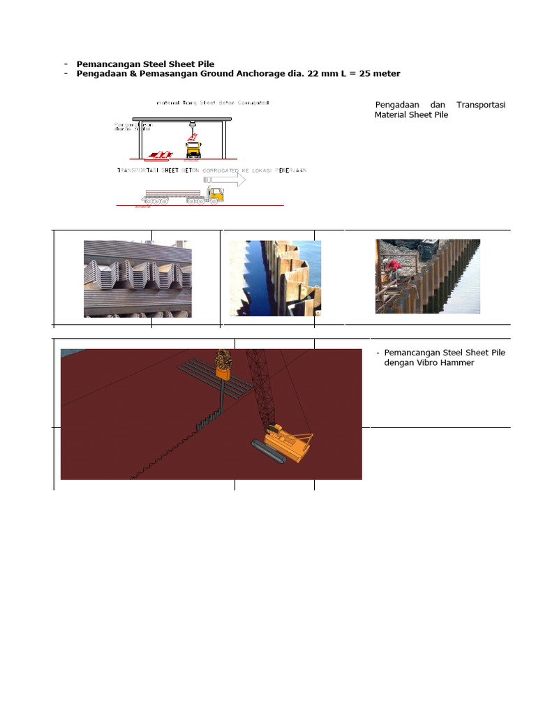 Pemancangan Steel Sheet Pile dan Anchor | PDF