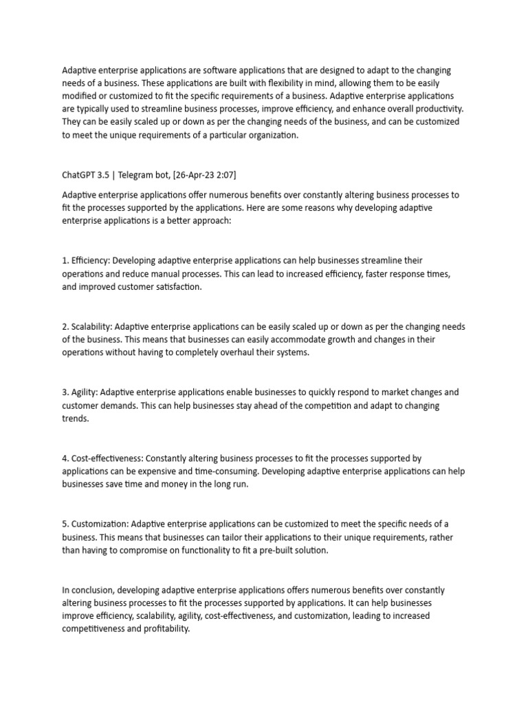 Benefits of Adaptive Enterprise Apps | PDF | Logistics | Analytics