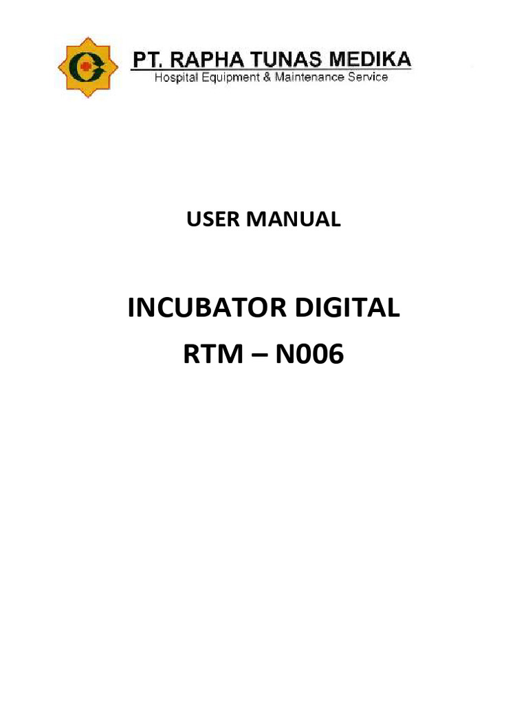 Manual Book RTM - N006 Baby Incubator | PDF