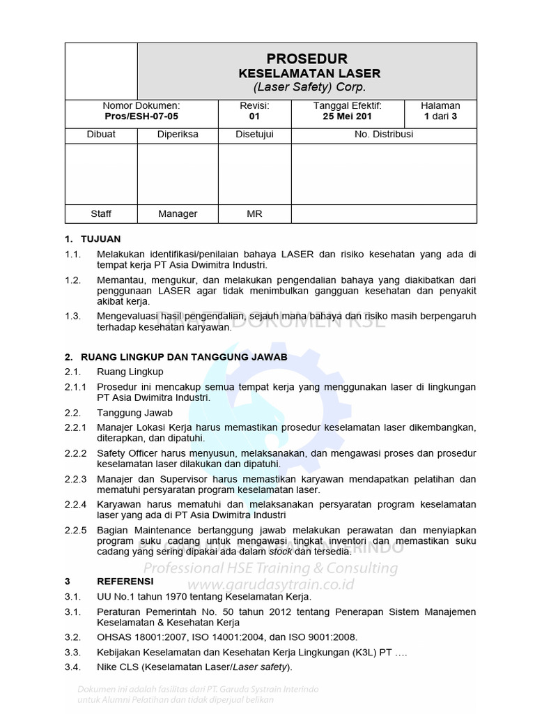 SOP 31 Keselamatan Laser (Laser Safety) | PDF