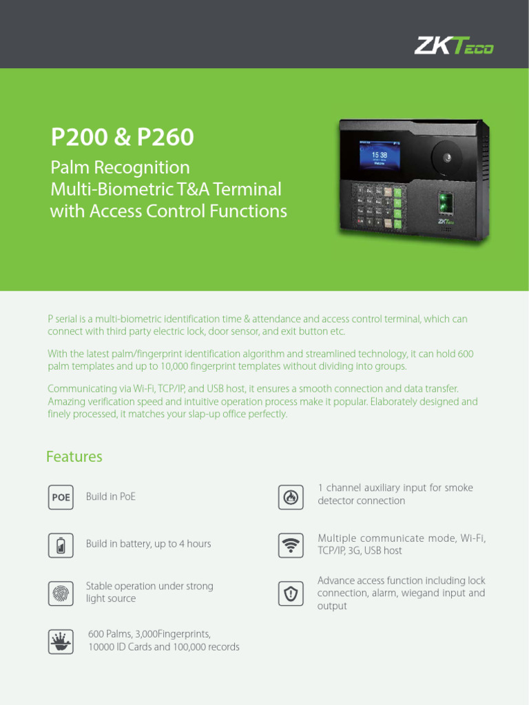 p200-p260 - Brochure 4 | PDF | Access Control | Fingerprint
