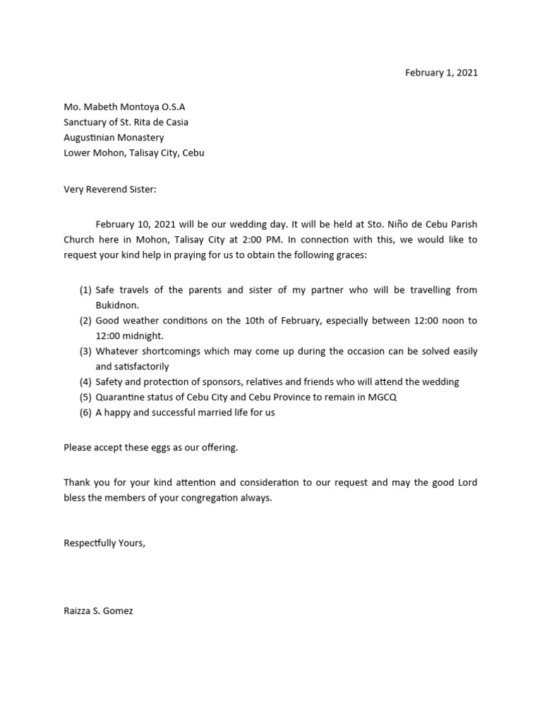 Letter To Sta. Rita | PDF | Catholic Spirituality | Catholic Church