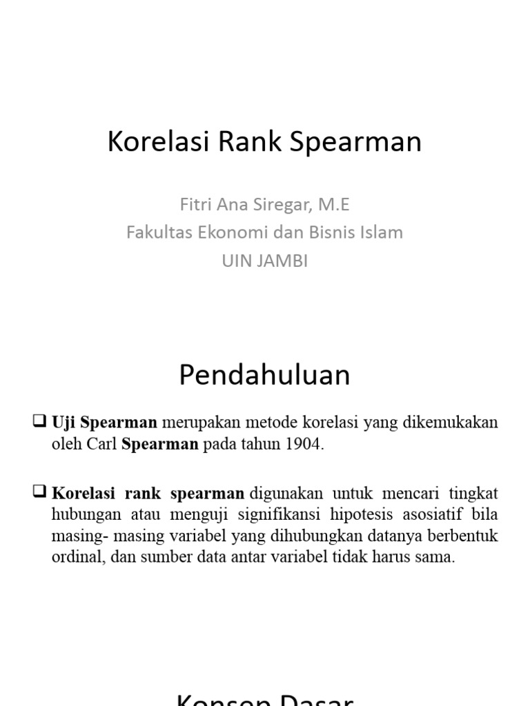 Korelasi Rank Spearman | PDF