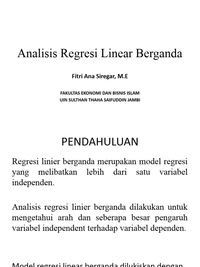 Analisis Regresi Linear Berganda | PDF