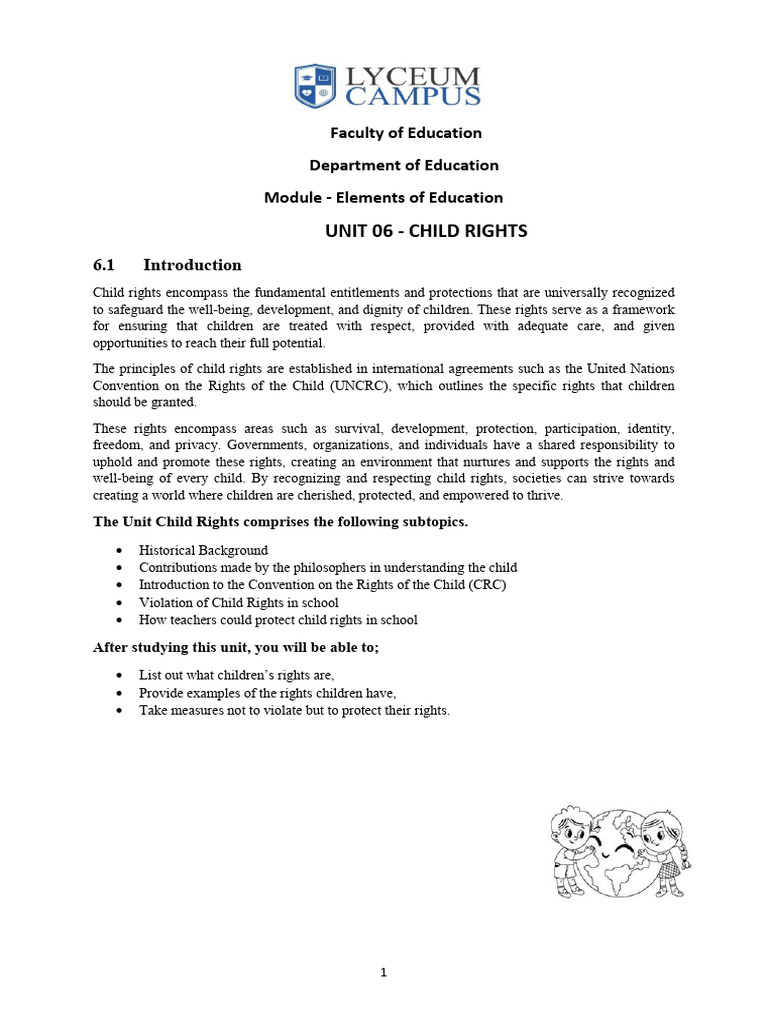 Unit 6 | PDF | Children's Rights | Convention On The Rights Of The Child