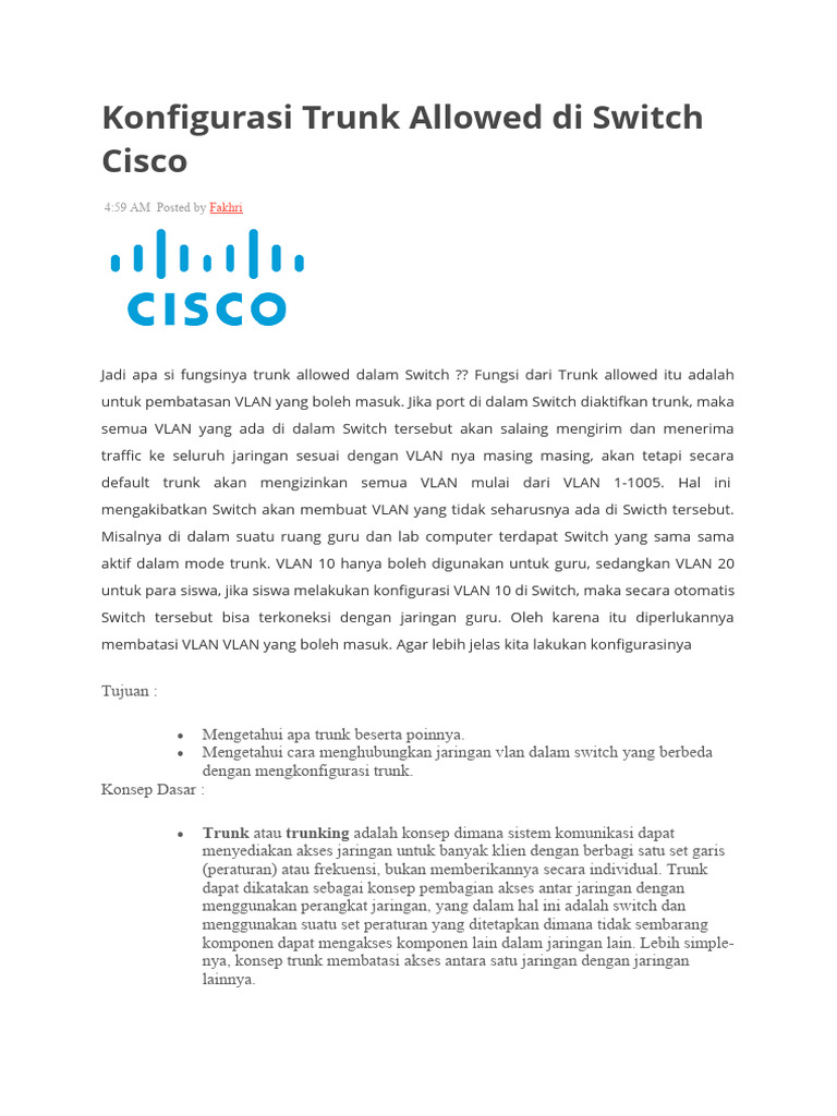 2 Konfigurasi Trunk | PDF