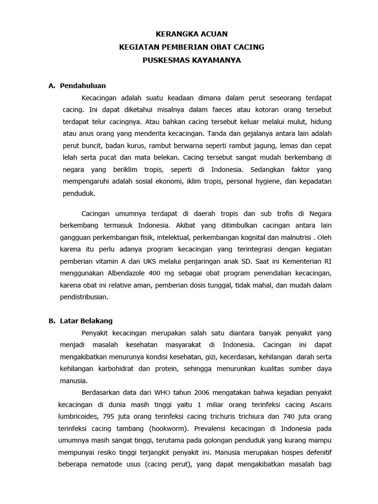 KAK PEMBERIAN OBAT CACING | PDF