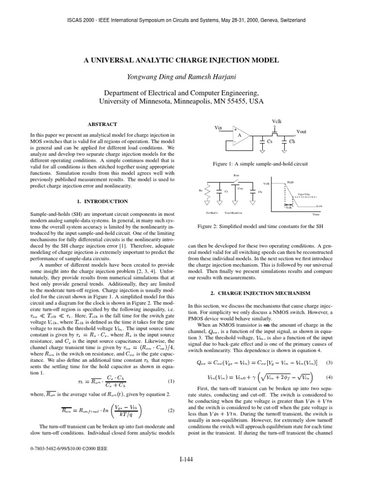 Charge Injection Ding | PDF | Mosfet | Electrical Network