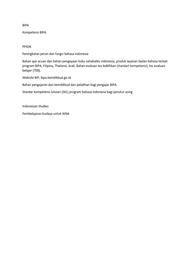 BIPA Dan IndoStudies | PDF | Karier & Perkembangan
