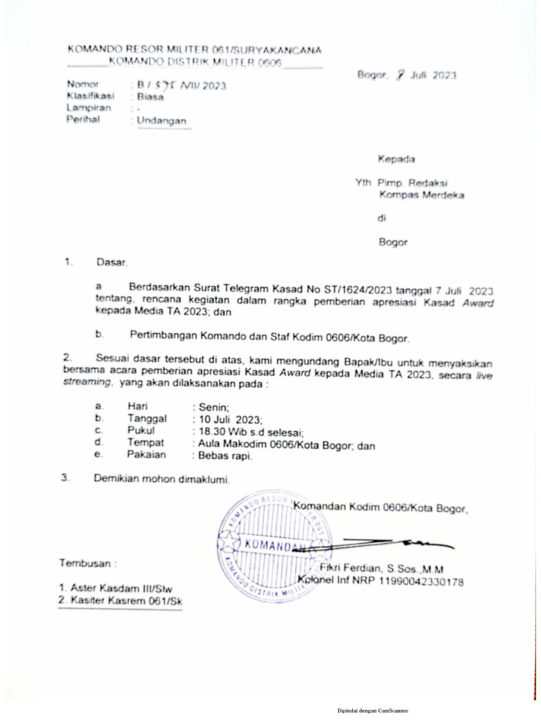 surat undangan redaksi Kompas merdeka | PDF