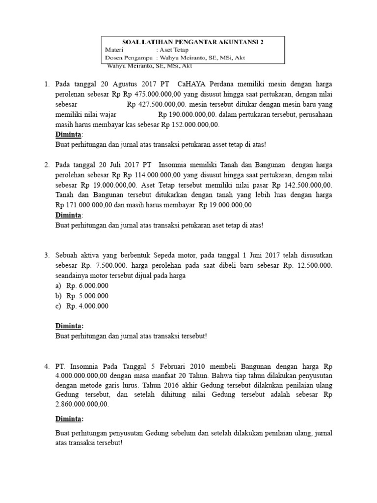 PA2-5 Latihan Aset Tetap-2 | PDF | Bisnis | Pengelolaan Keuangan & Uang