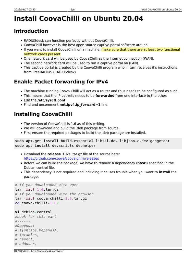 Install Coovachilli On Ubuntu 20.04 | PDF | Domain Name System | Data ...