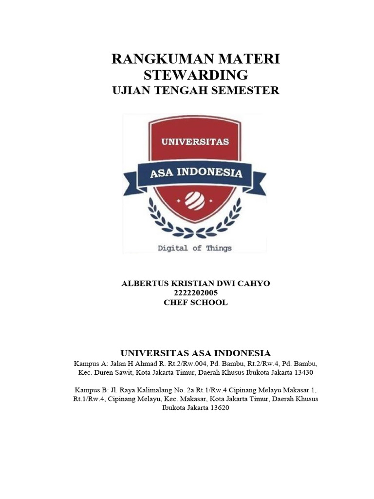Rangkuman Materi Stewarding | PDF