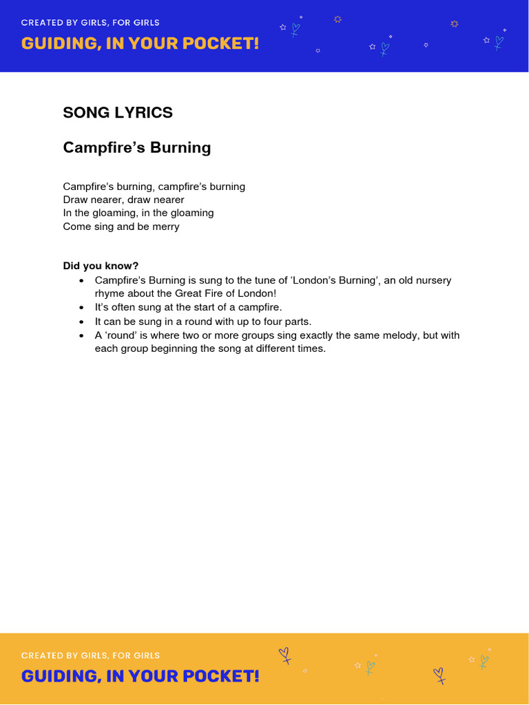 Campfire's Burning Song Lyrics | PDF