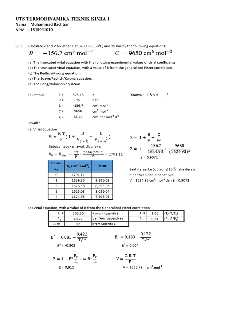 Thermodynamics Calculations for Ethane, Sulfur Hexafluoride, and Steam | PDF | Thermodynamics ...