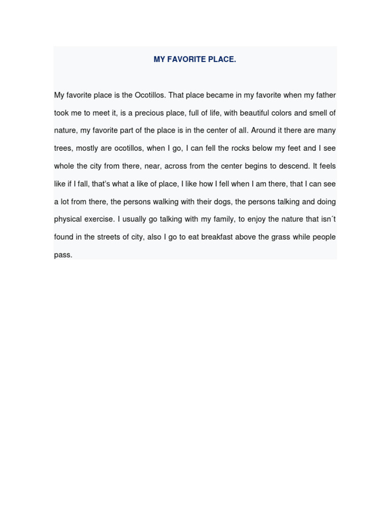 My Favorite Place | PDF