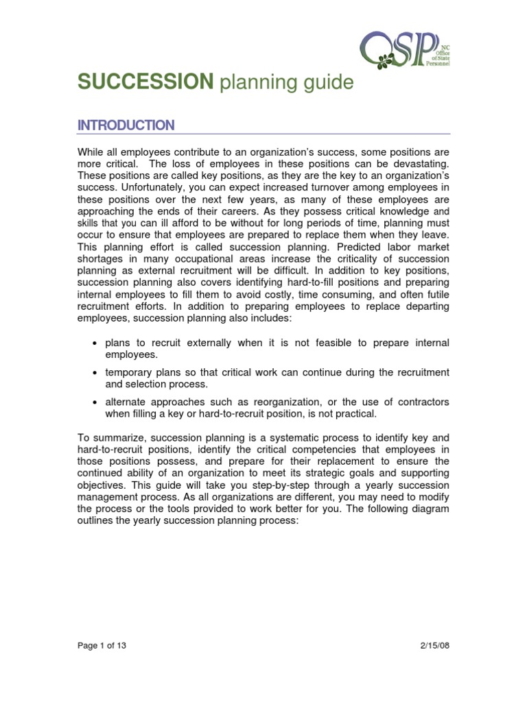 SUCCESSION Planning Guide: and Skills That You | PDF | Succession ...