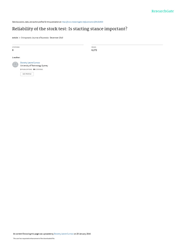 Reliability of The Stork Test: Is Starting Stance Important? | PDF ...