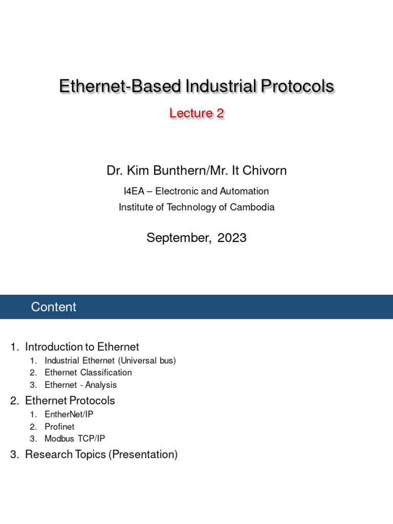 L2 - INP-Ethernet-Based Industrial Protocols 2 | PDF | Computer Network | Internet Protocols