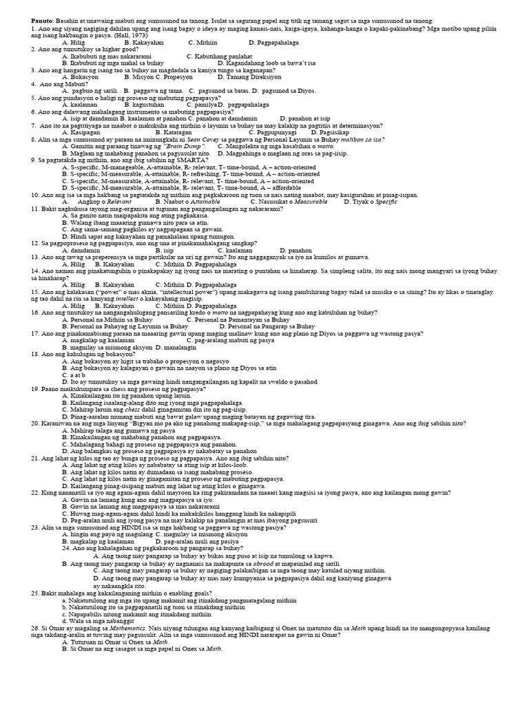 Matery Test in Esp 7 Q4 | PDF