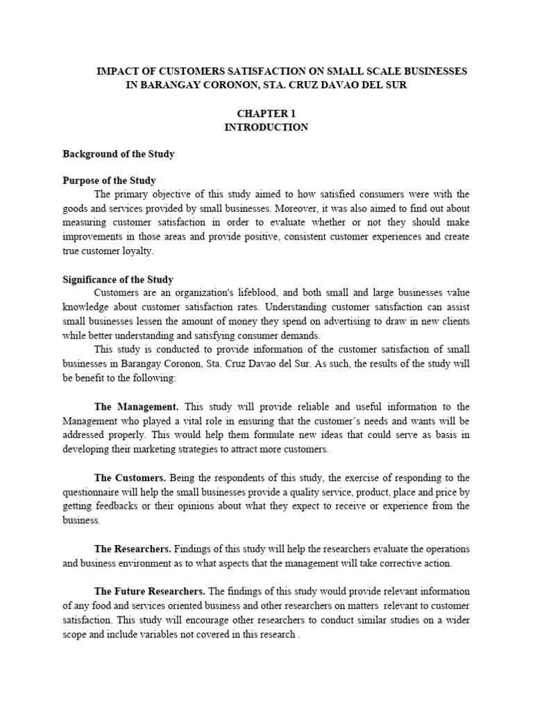 Thesis Title (Chapter 1) | PDF | Customer Satisfaction | Customer