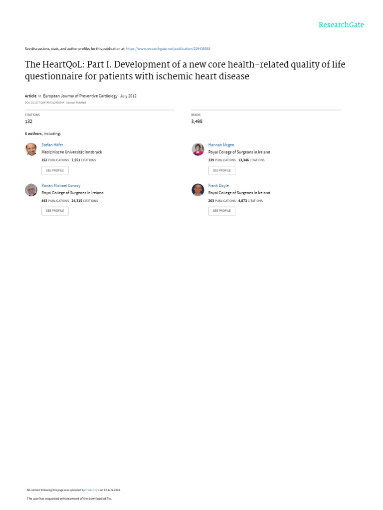 Oldridge2012 HeartQol1 Preprint | PDF | Myocardial Infarction ...