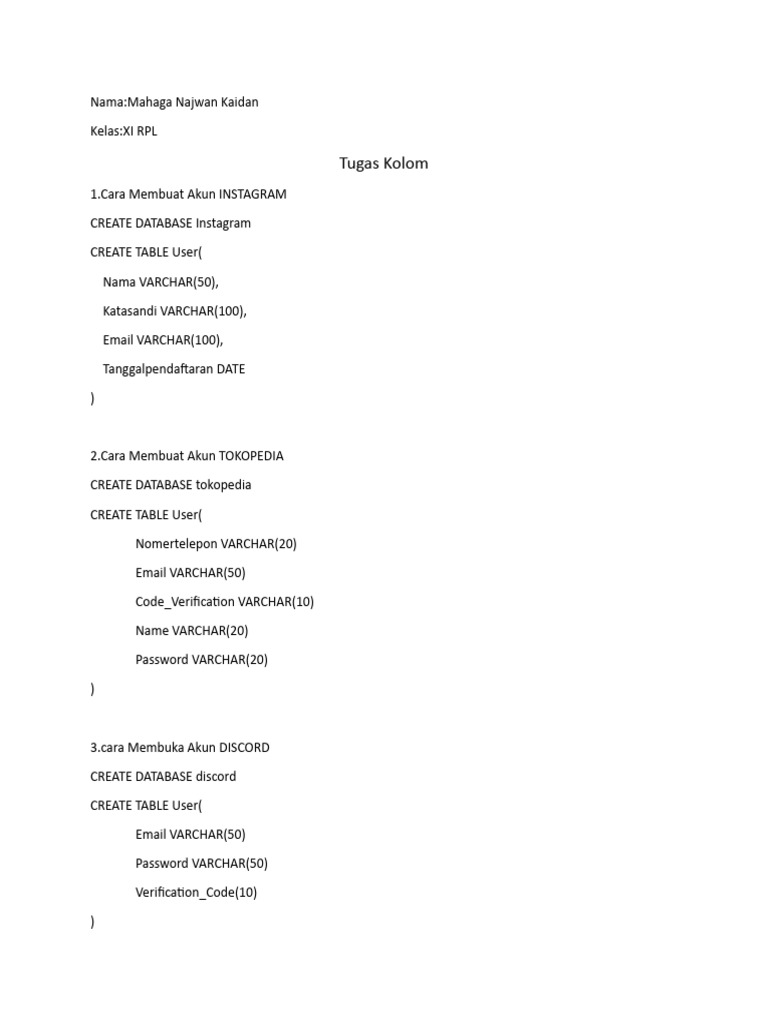 Tugas DATABASE Table MAHAGA NAJWAN KAIDAN | PDF