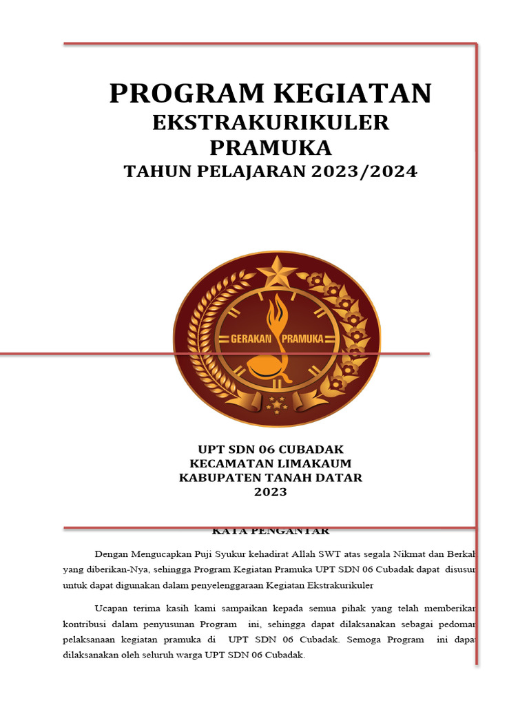 Program Kegiatan Pramuka 2023-2024 | PDF